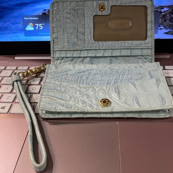 Brahmin | Bags | Euc Brahmin Wristlet In A Very Light Blue Color | Poshmark